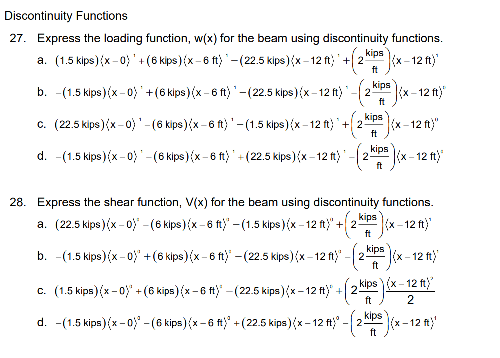 Solved Discontinuity Functions 27 Express The Loading