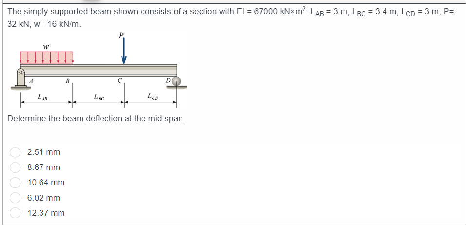 Solved The simply supported beam shown consists of a section | Chegg.com