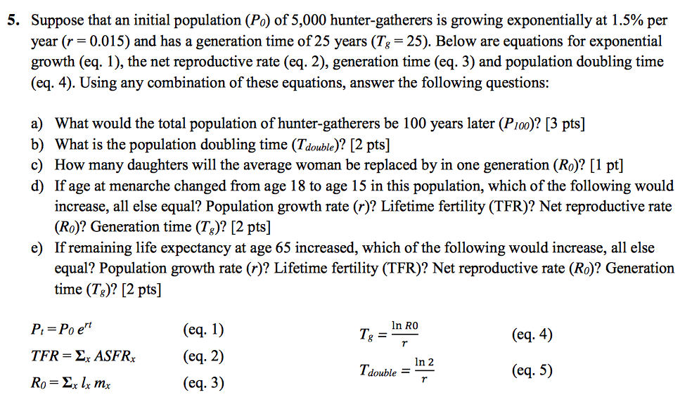 Solved 5. Suppose that an initial population (Po) of 5,000 | Chegg.com