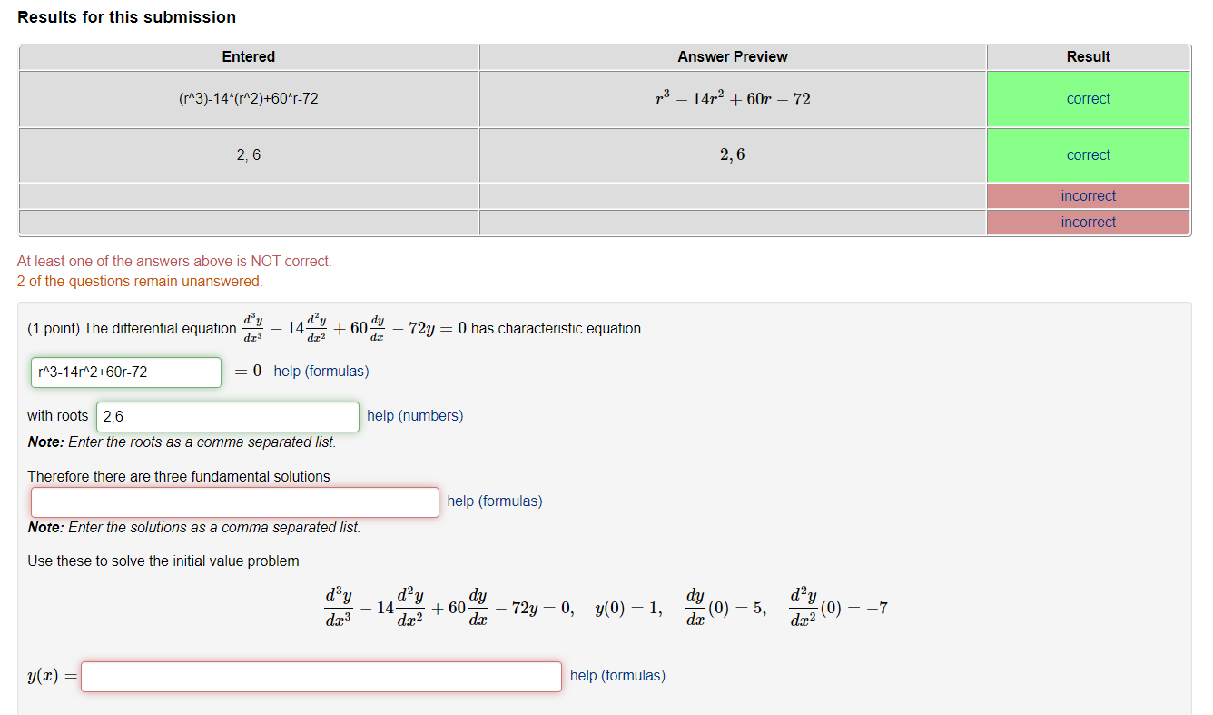 Solved Results for this submission Entered Answer Preview | Chegg.com
