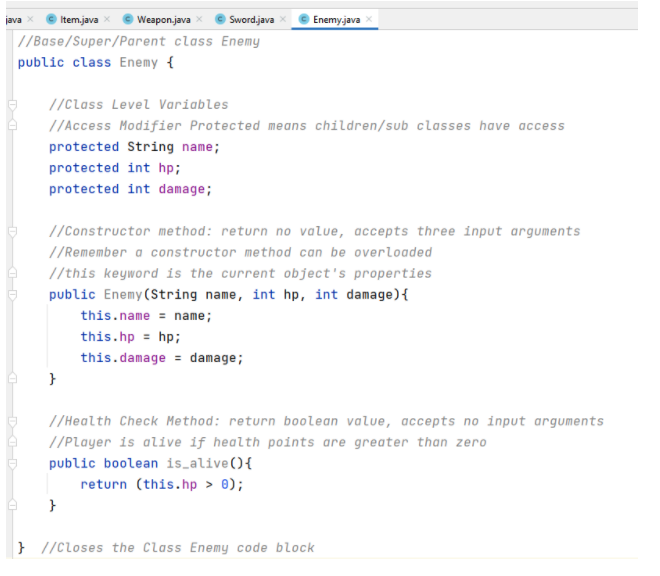 Solved hey I need this in java I have all the enemy classes | Chegg.com