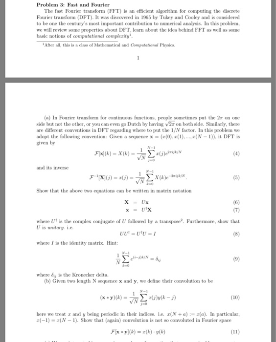 Solved Problem 3 Fast And Fourier The Fast Fourier
