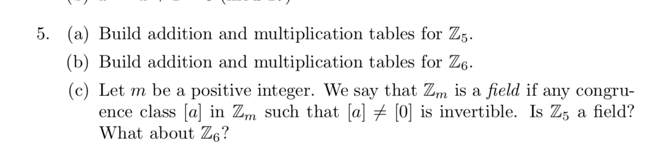 Solved 5. (a) Build addition and multiplication tables for | Chegg.com