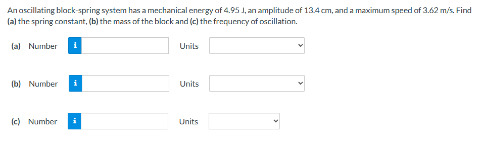 Solved An oscillating block-spring system has a mechanical | Chegg.com