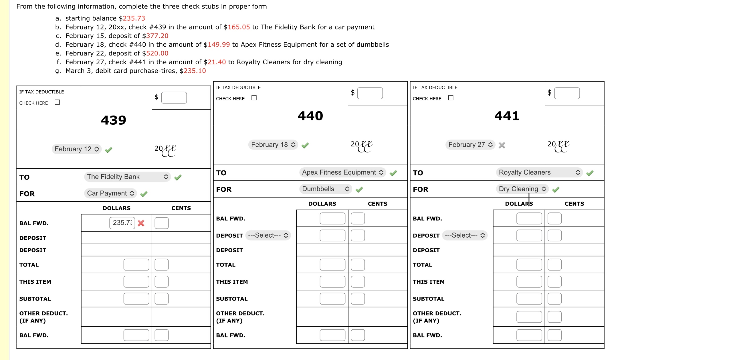 Solved From the following information, complete the three | Chegg.com