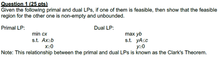 Solved Question 1 (25 ﻿pts)Given the following primal and | Chegg.com