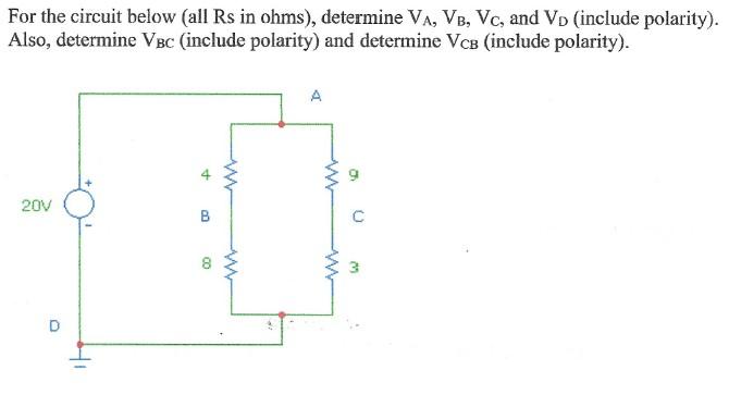 Solved For the circuit below (all Rs in ohms), determine VA, | Chegg.com
