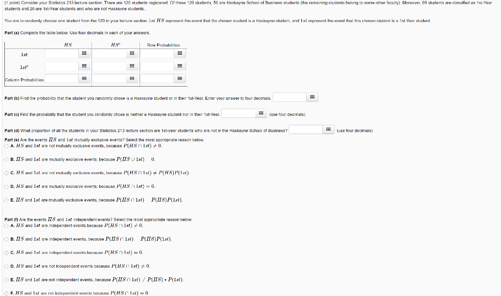 Solved (1 point) Consider your Statistics 213 lecture | Chegg.com