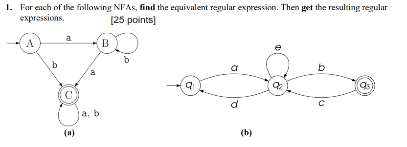 Solved For each of the following NFAs, find the equivalent | Chegg.com