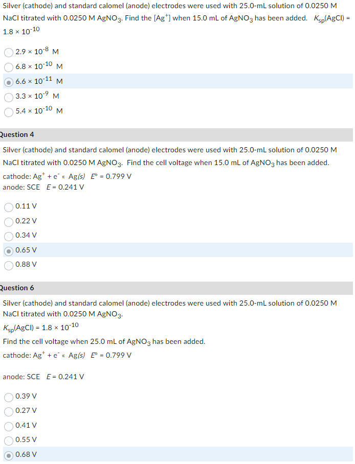 Solved Silver (cathode) and standard calomel (anode) | Chegg.com