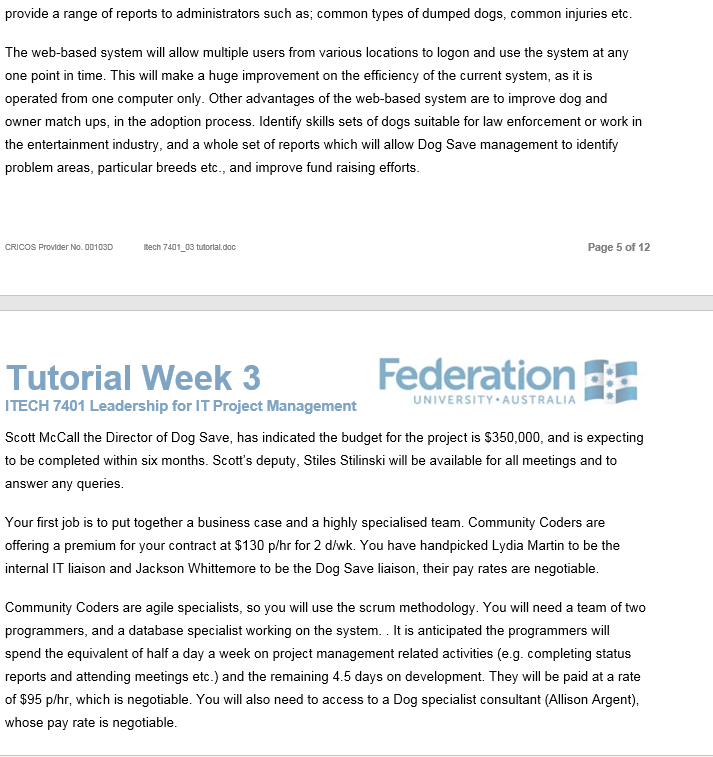 Tutorial Week 3 ITECH 7401 Leadership for IT Project | Chegg.com