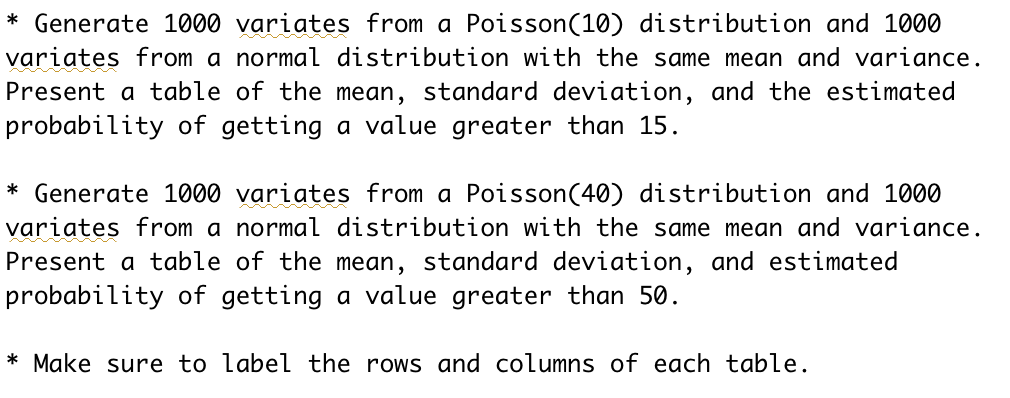 Solved Generate 1000 Variates From A Poisson10 