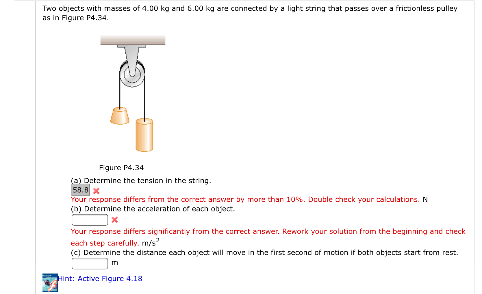 Solved Two Objects With Masses Of 4 00 Kg And 6 00 Kg Are