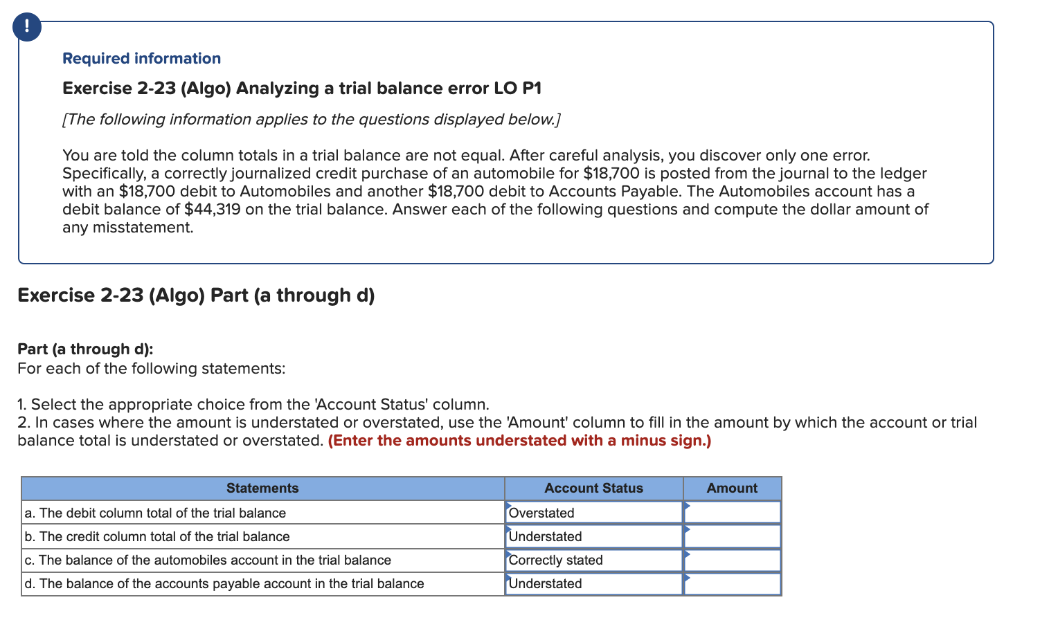 Solved ! Required information Exercise 2-23 (Algo) Analyzing | Chegg.com Solved ! Required information Exercise 2-23 (Algo) Analyzing | Chegg.com