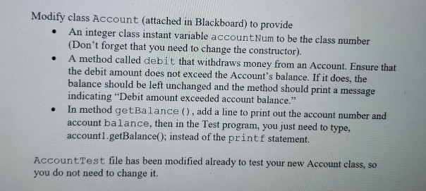 Solved // Account.java // Account class with a constructor | Chegg.com