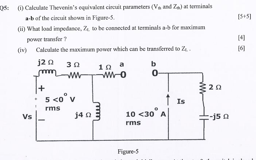 Solved Q5: (i) ﻿Calculate Thevenin's equivalent circuit | Chegg.com
