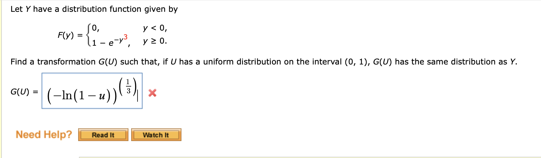 Solved Let Y have a distribution function given by F(y) = 0, | Chegg.com