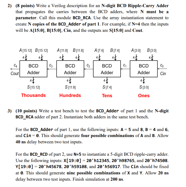 Solved A BCD adder is capable of adding two BCD digits. It | Chegg.com