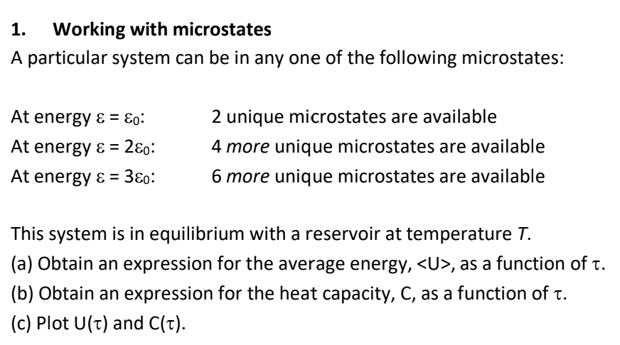 Solved 1. Working with microstates A particular system can | Chegg.com