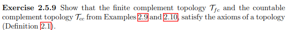 Solved Exercise 2.5.9 Show that the finite complement | Chegg.com