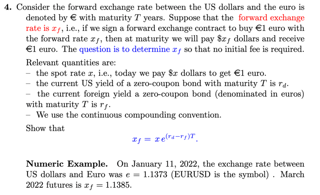 If , 4. Consider the forward exchange rate between | Chegg.com