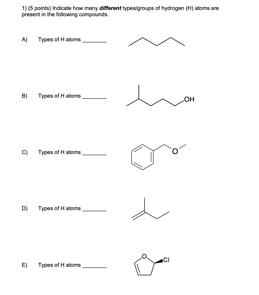 Solved 1) (5 points) Indicate how many different | Chegg.com