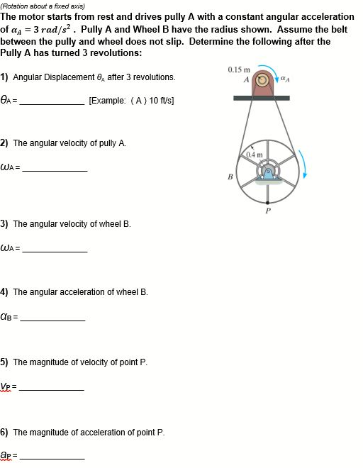 Solved (Rotation about a fixed axis) The motor starts from | Chegg.com