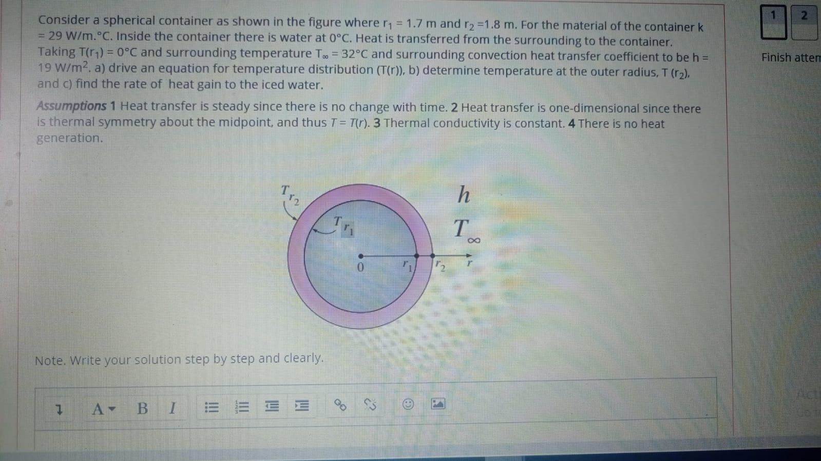 Solved 2 Finish atten Consider a spherical container as | Chegg.com