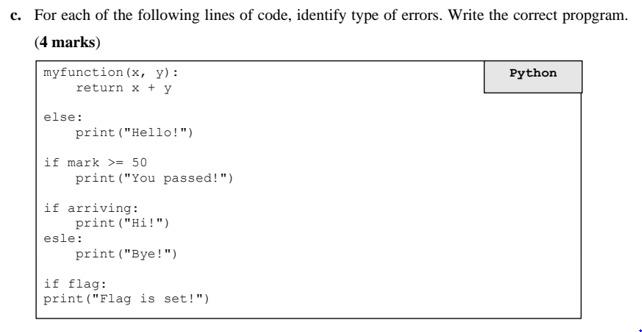 Solved c. For each of the following lines of code, identify | Chegg.com