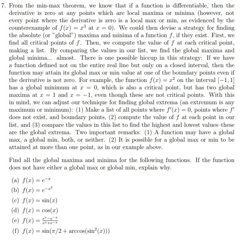 Solved 7. From the min-max theorem, we know that if a | Chegg.com