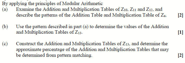 Solved By applying the principles of Modular Arithmetic(a) | Chegg.com