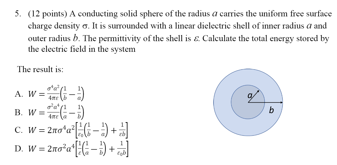 Solved 5. (12 points) A conducting solid sphere of the | Chegg.com