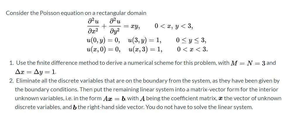Solved Consider the Poisson equation on a rectangular domain | Chegg.com