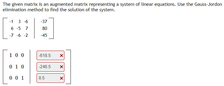 Solved The given matrix is an augmented matrix representing | Chegg.com