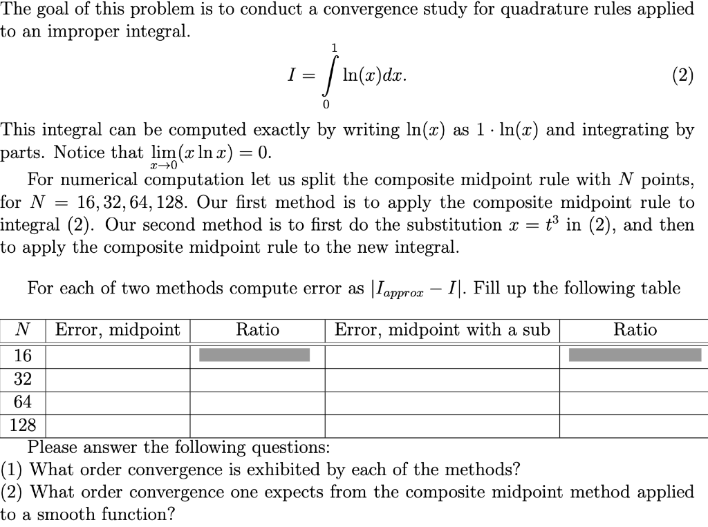 Solved The goal of this problem is to conduct a convergence | Chegg.com