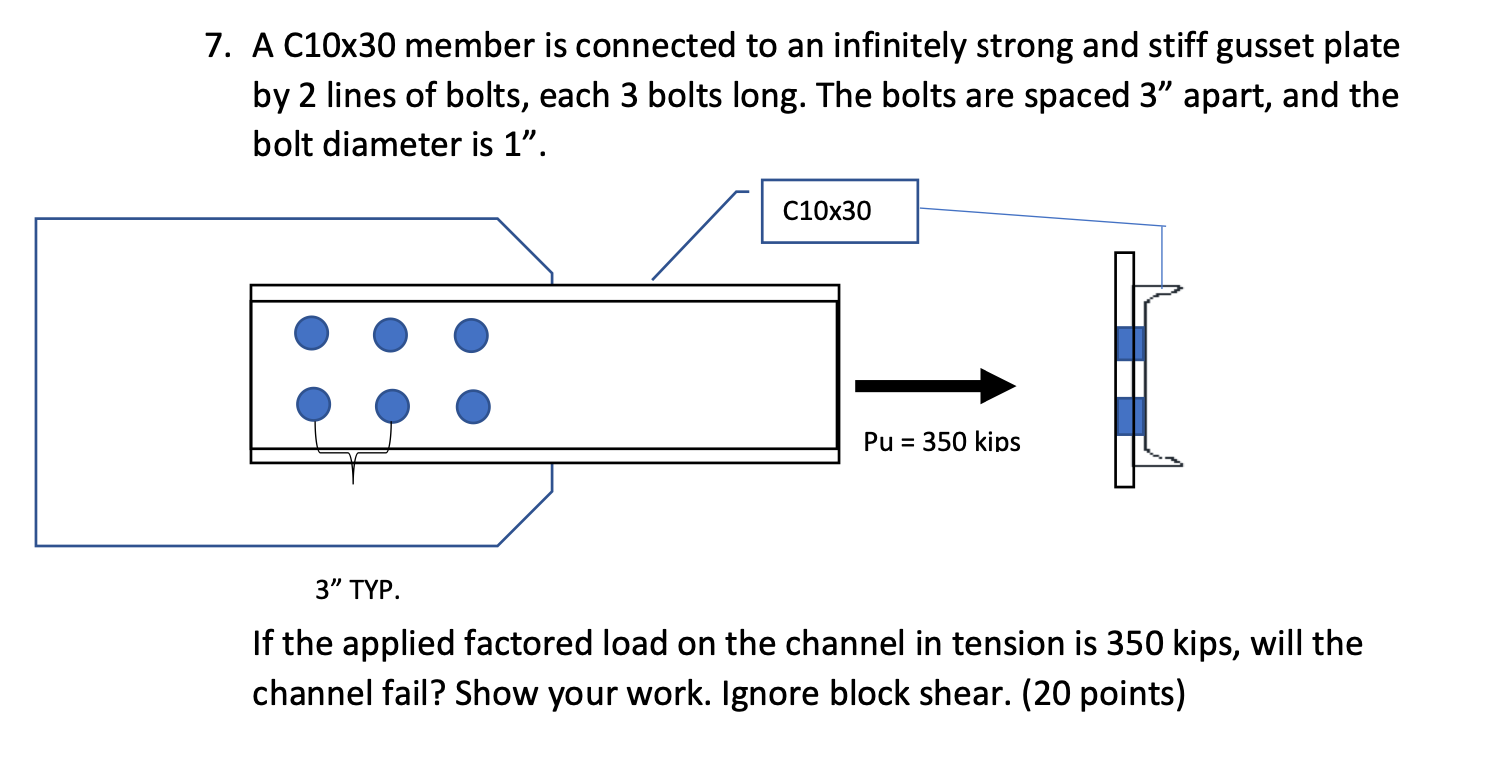 Solved 7. A C10x30 member is connected to an infinitely | Chegg.com