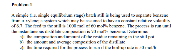 Problem 1 A simple (i.e. single equilibrium stage) | Chegg.com