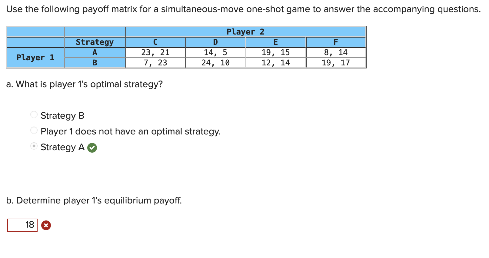 Solved Use the following payoff matrix for a | Chegg.com Solved Use the following payoff matrix for a | Chegg.com