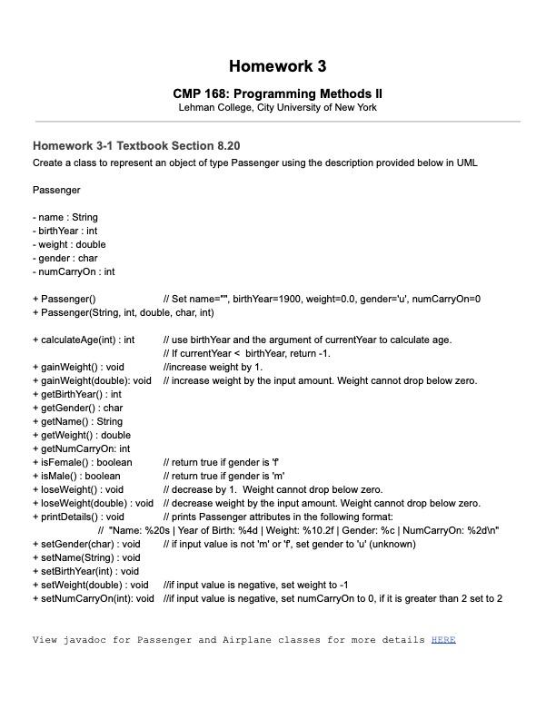 Solved Homework 3 CMP 168: Programming Methods II Lehman | Chegg.com