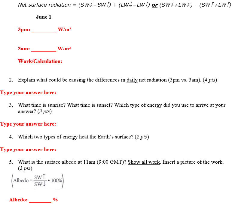 Solved Section 2: Net Radiation From the perspective of the | Chegg.com