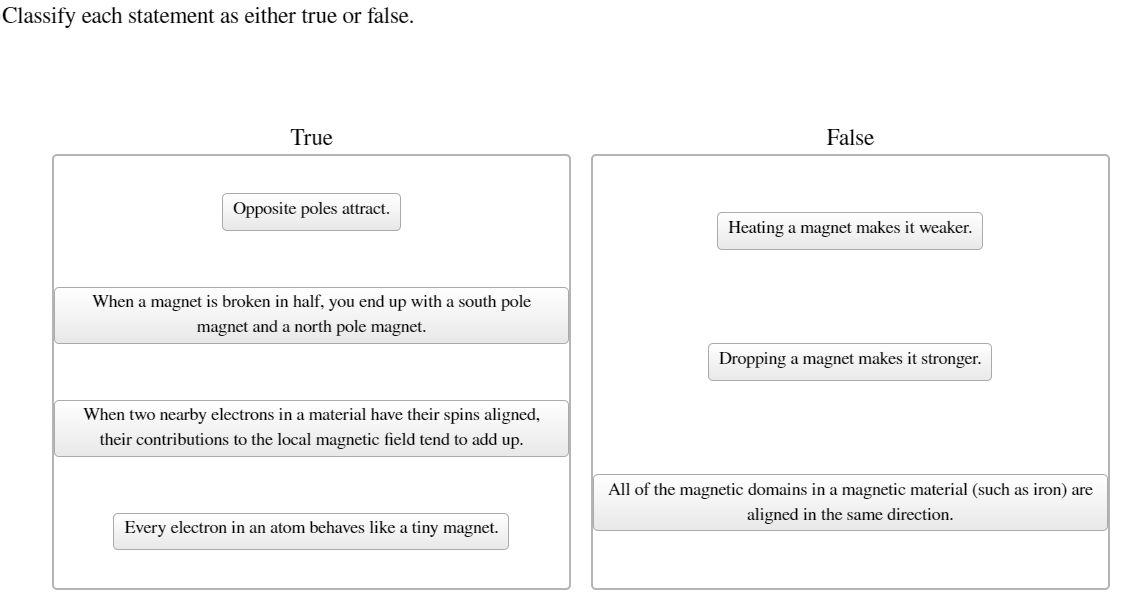 Solved Classify each statement as either true or | Chegg.com