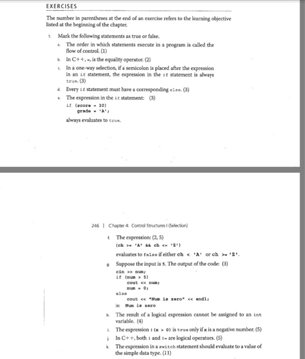 Solved EXERCISES The number in parentheses at the end of an | Chegg.com