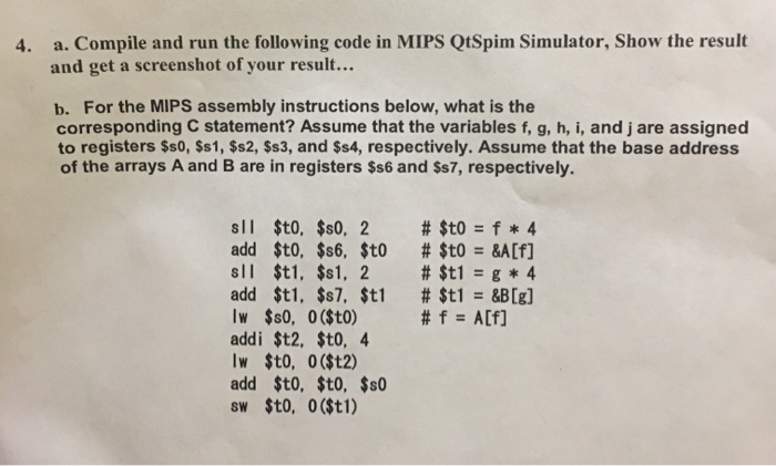 Solved Compile and run the following code in MIPS QtSpim | Chegg.com