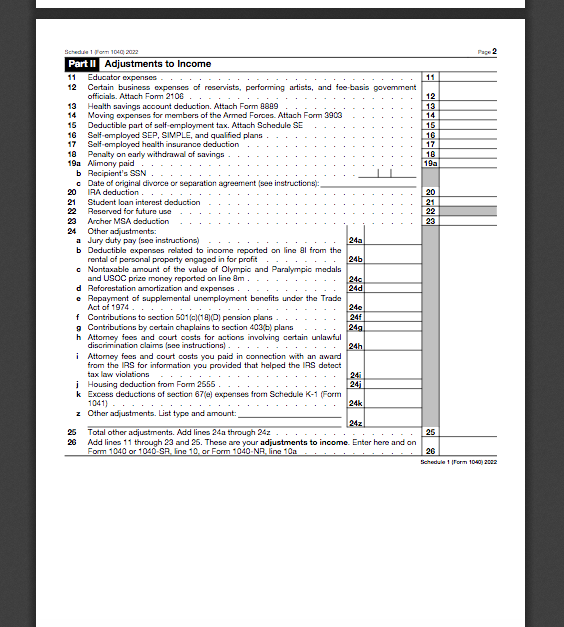 Deliverables: Form 1040, Schedule 1, Sch. A, Sch. C, | Chegg.com