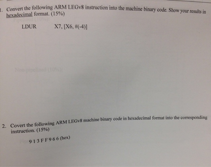 Solved Convert the following ARM LEGv8 instruction into the | Chegg.com