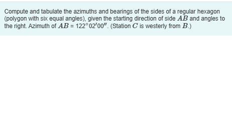Solved Compute and tabulate the azimuths and bearings of | Chegg.com