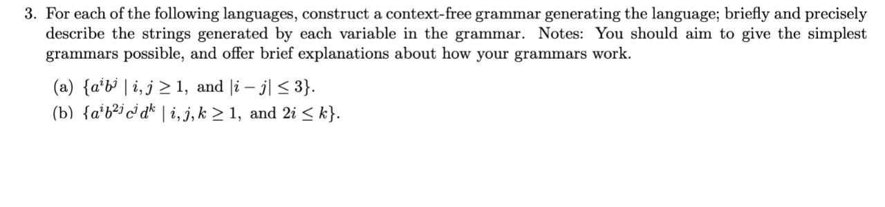 Solved 3. For each of the following languages, construct a | Chegg.com