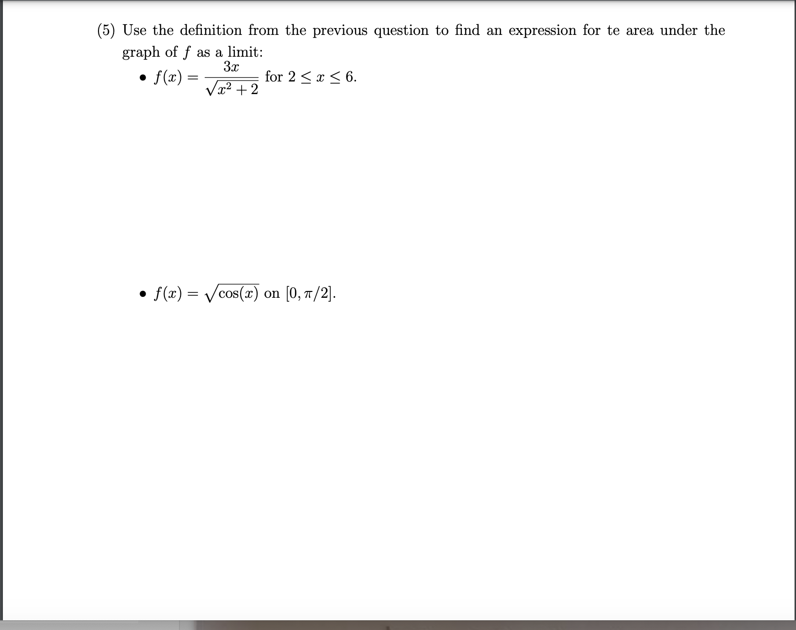 Solved (5) Use the definition from the previous question to | Chegg.com