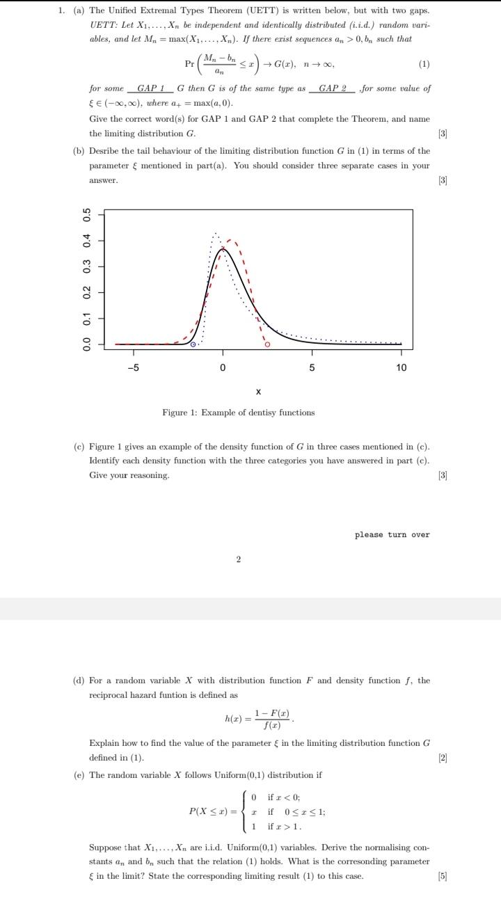 1. (a) The Unified Extremal Types Theorem (UETT) is | Chegg.com