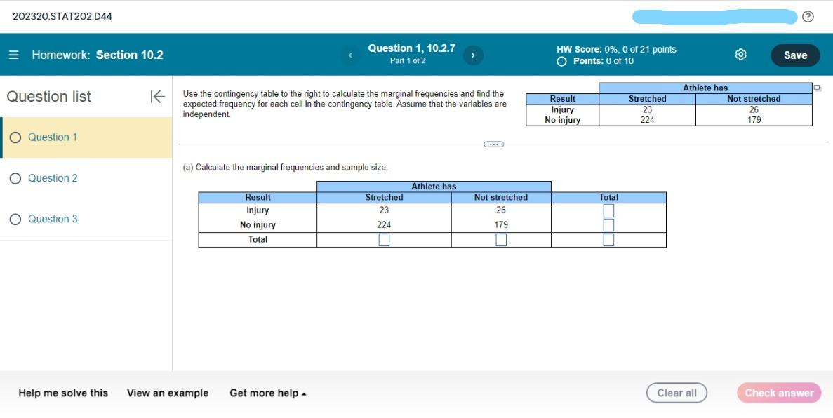 Solved Use the contingency table to the right to calculate | Chegg.com
